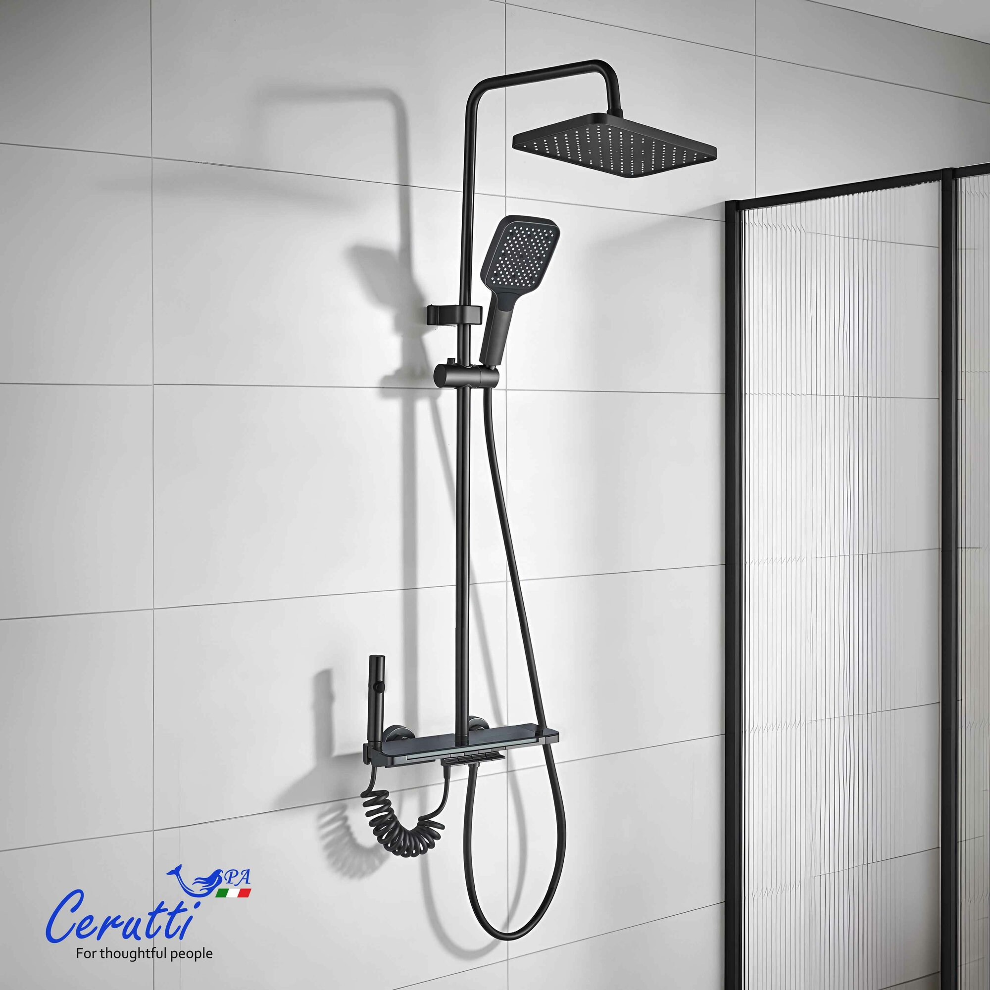 Душевая стойка (комплект) Ceruttispa TORE, авиационный алюминий, графит