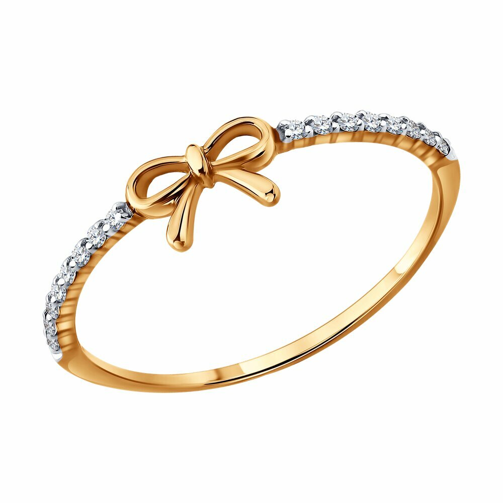 Кольцо, красное золото, 585 проба, фианит