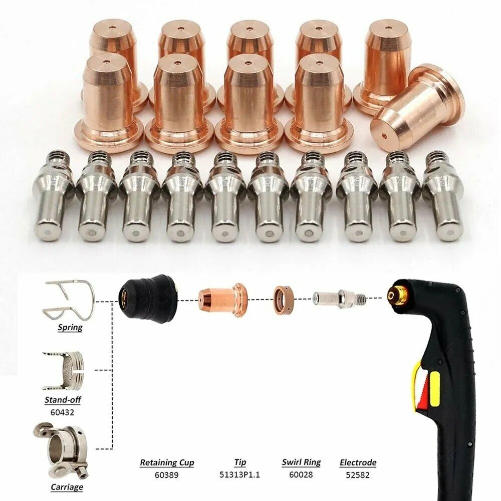 52582 51313 1.0 Плазменное сопло электрод для PT60 PT40 IPT-40 горелка плазменной резки защитный колпачок 40-50A сварочные инструменты детали