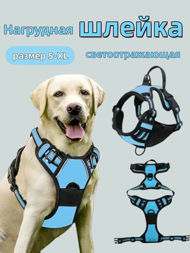 Нагрудная шлейка для собак, нагрудная шлейка для средних и крупных собак, ночная светоотражающая