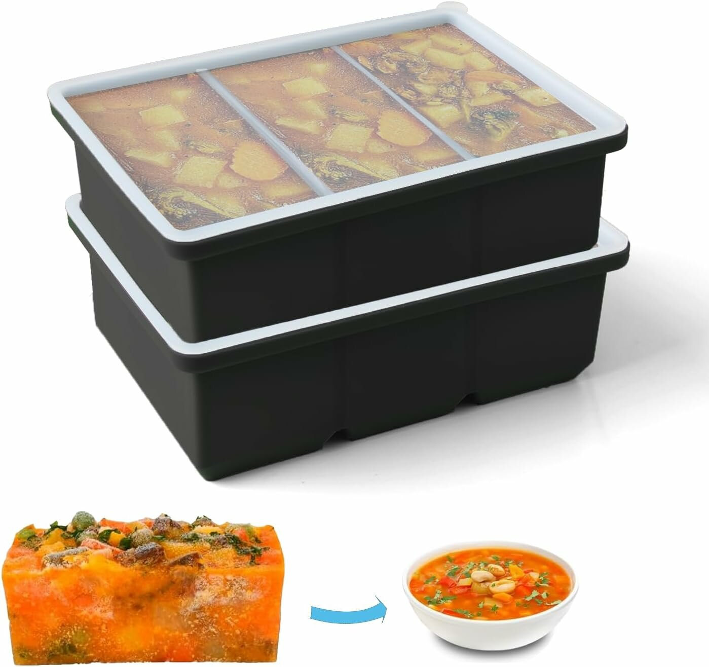 Силиконовые Формы Для Льда: 6-Чашечные Контейнеры С Крышкой Для Заморозки - Экологичные Многоразовые Без Бисфенола-А Для Бульонов И Супов