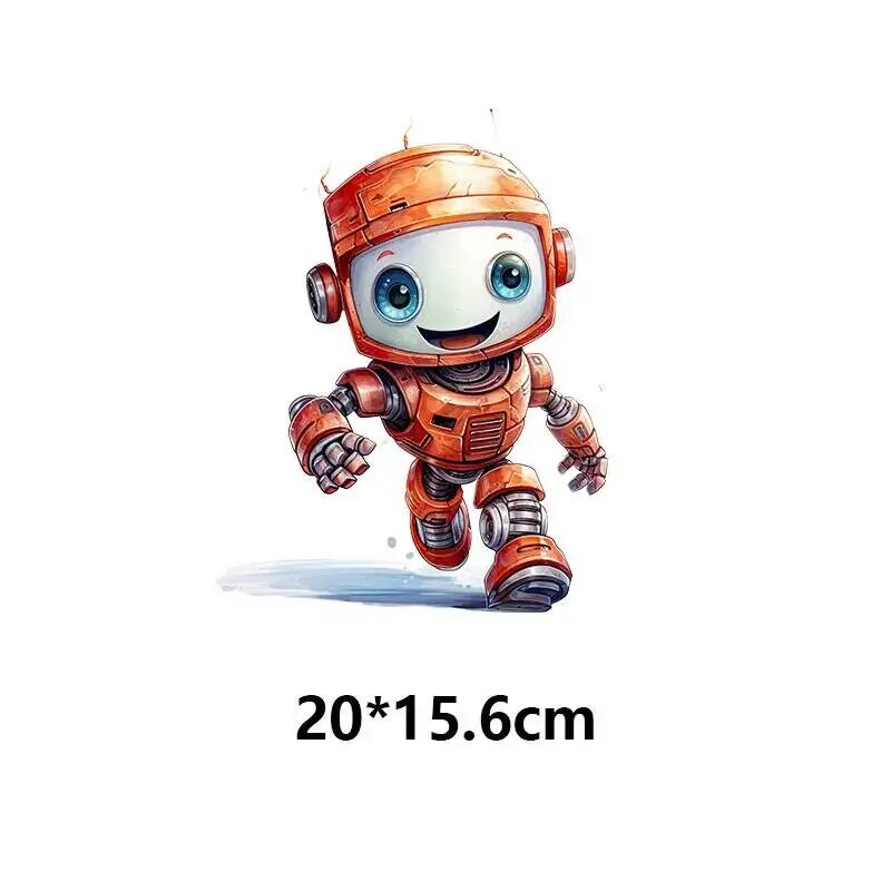 Термонаклейки с мультяшным милым маленьким роботом, наклейки для одежды, футболок, термоклейкие нашивки для детской одежды, Аппликации, аксессуары