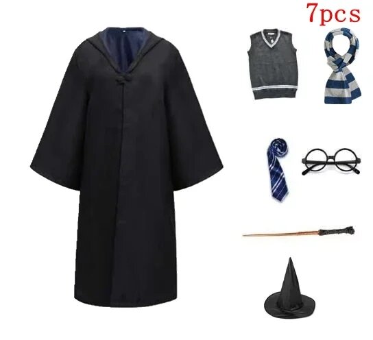 Костюм Гарри Поттера для взрослых и детей, комплект Гриффиндор Темно-синий, XXL, 7pcs 3