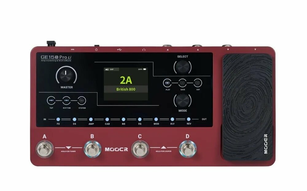 Mooer GE150 Pro Li гитарный процессор эффектов с педалью экспрессии и встроенным аккумулятором