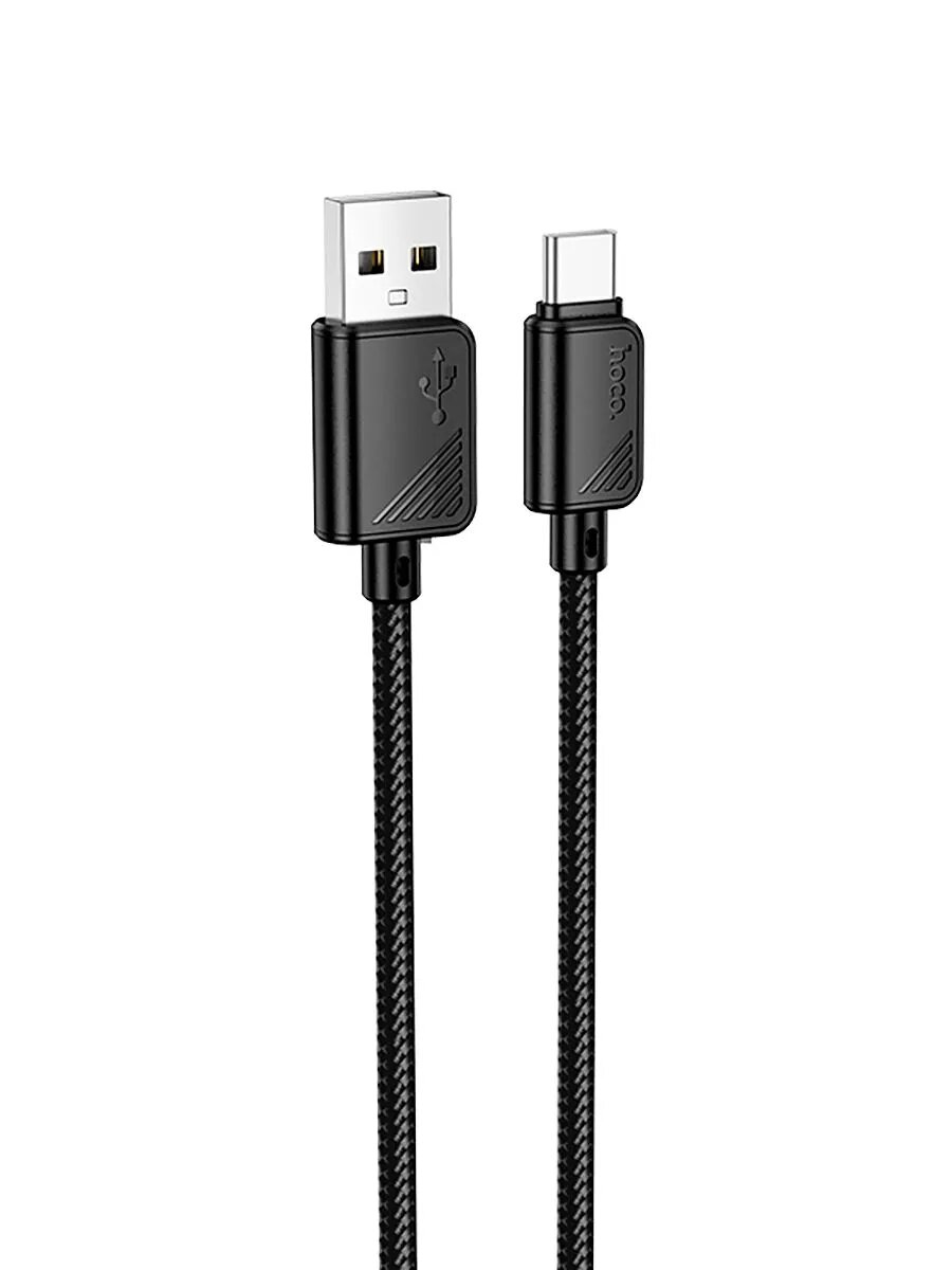 Кабель плетеный Hoco X113 USB to Type-C, 3А, 1 метр, черный / провод для зарядки Android