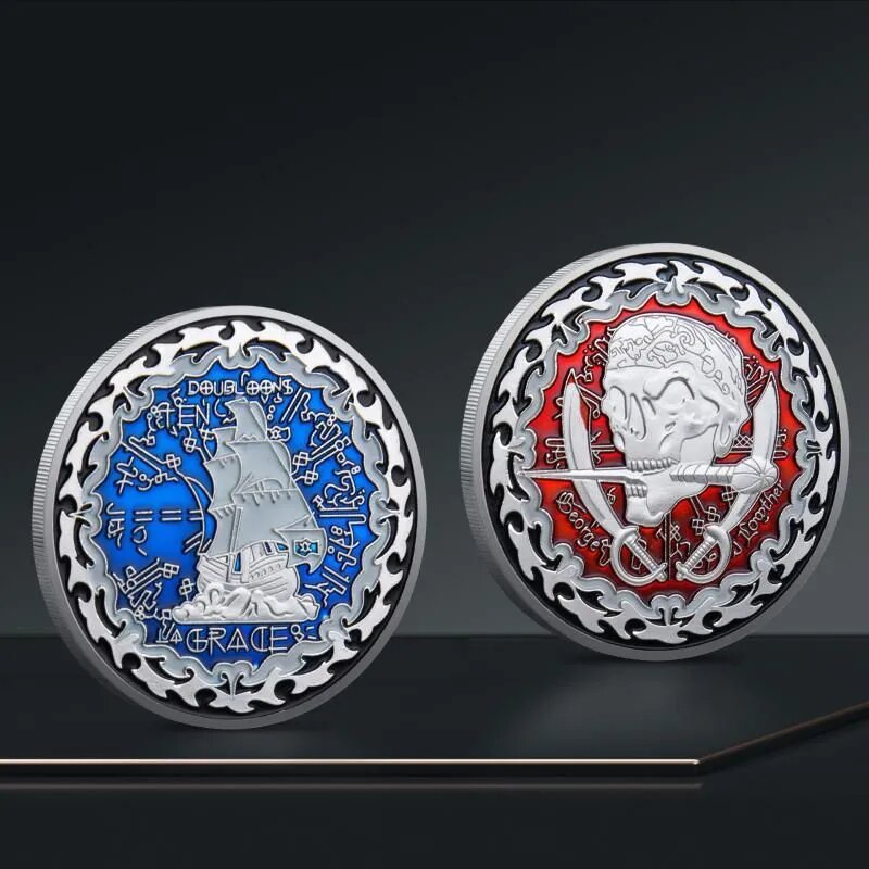 Пиратский череп памятная монета серебряный медальон