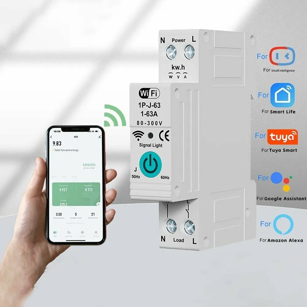 OZ-UVBZ-WiFi интеллектуальный автоматический выключатель 63A защита от перегрузки по току и пониженного напряжения