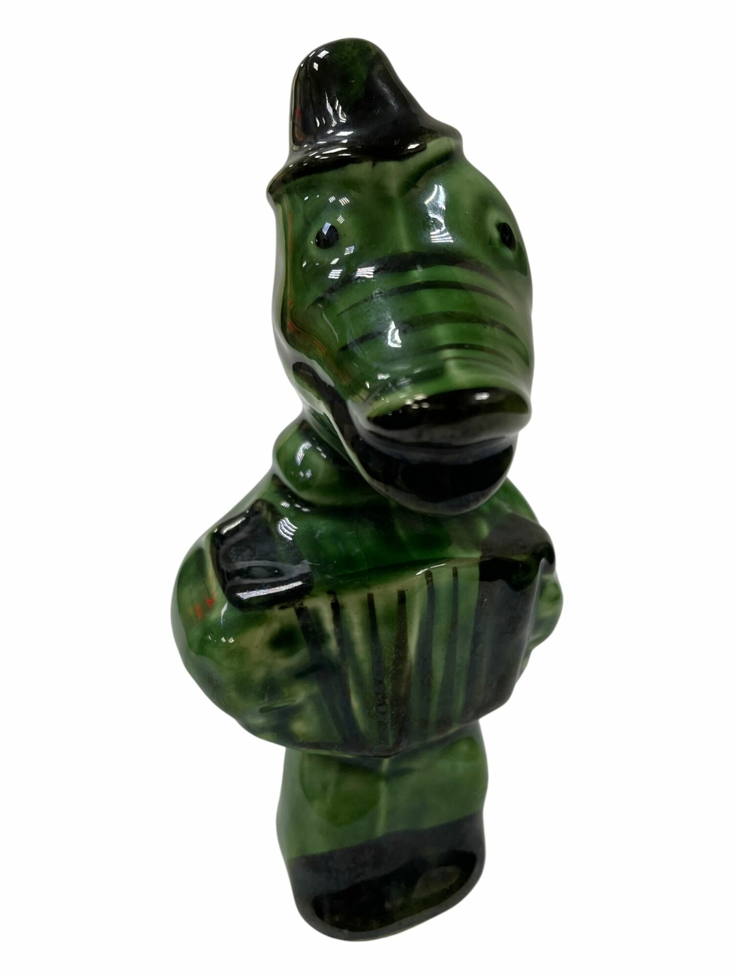 Советская винтажная фарфоровая статуэтка, Крокодил с гармошкой, ЗИК Конаково, сделано в СССР