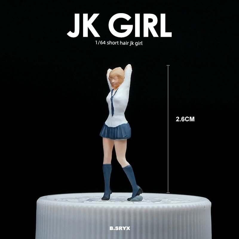 Миниатюрная фигурка девушки в школьной форме JK танцующая, 1:64 масштаб, простая окраска