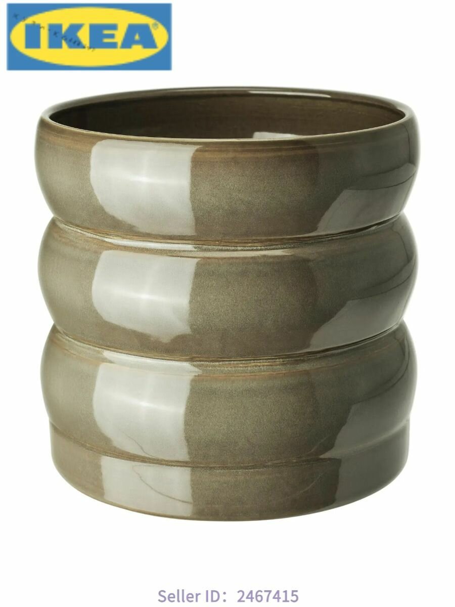 IKEA Кашпо 4.8 л, 18 см, 1 шт, цвет зеленый