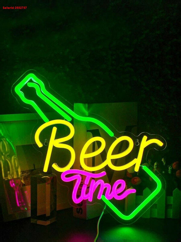 Неоновая вывеска Beer Time LED подсветка USB для бара, игровой комнаты, свадьбы, вечеринки и подарка