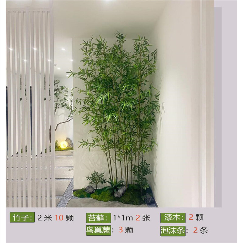 2025 Симуляция тонкого водяного бамбука, декоративная внутренняя входная мягкая отделка, зеленое растение, перегородка, плотный искусственный бамбук