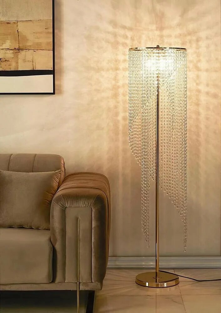 Торшер хрустальный напольный, E14, 10 Вт