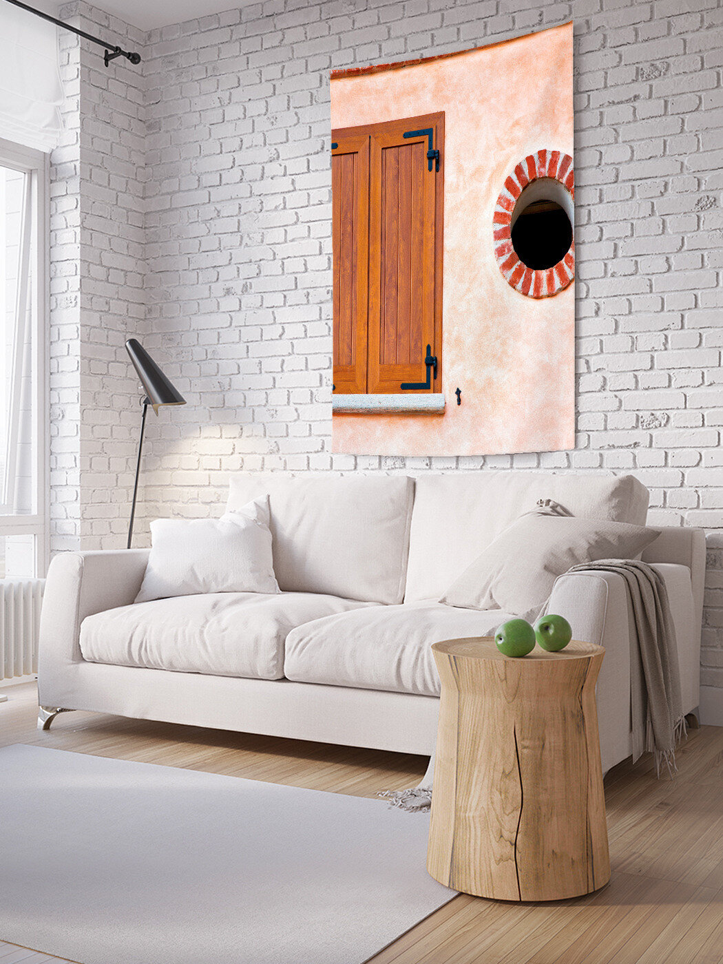 Вертикальное фотопанно на стену JoyArty "Деревяные ставни", из ткани, 100х150 см