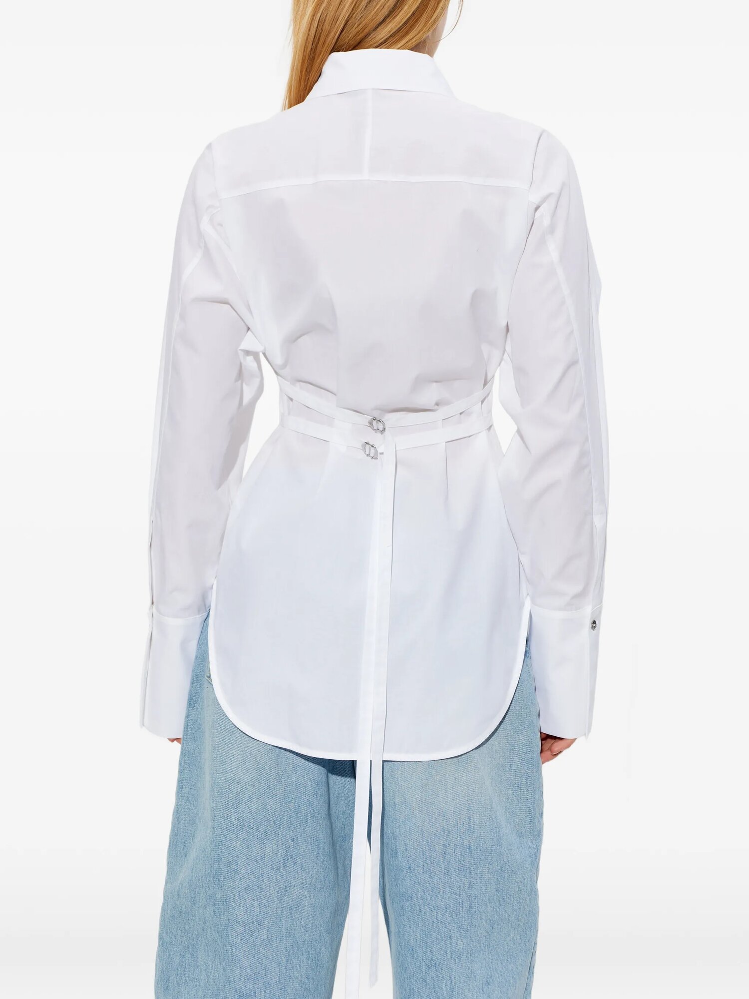 Рубашка Blumarine Pleated button shirt, размер 44, white — фото 1