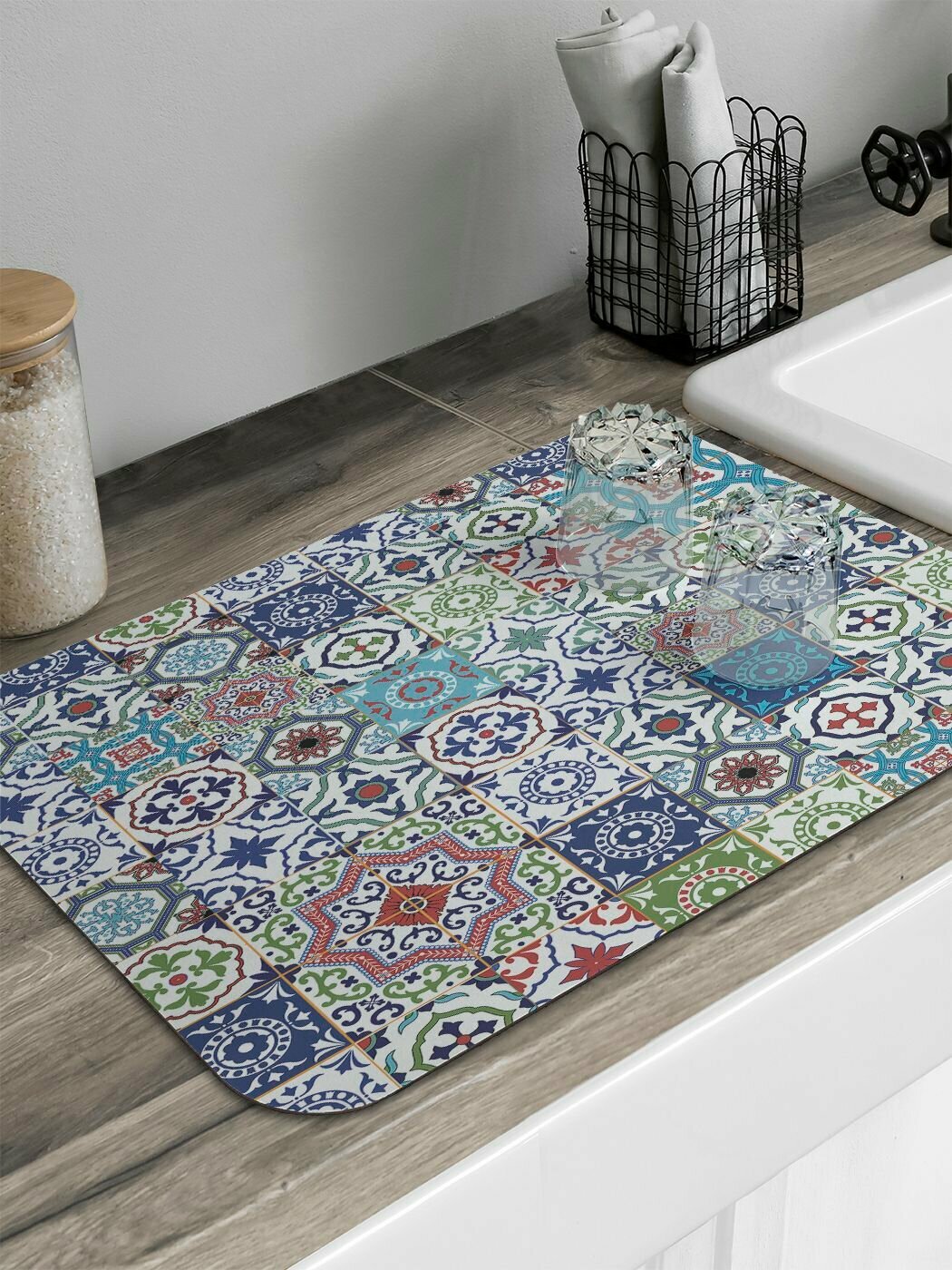 Коврик для сушки посуды JoyArty "Цветочные вибрации" 58x38 см