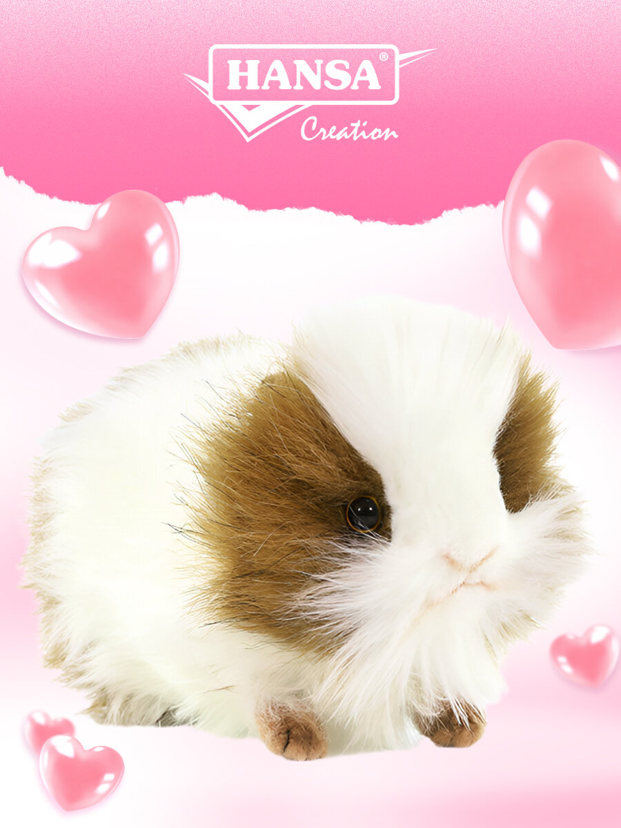 Реалистичная мягкая игрушка Hansa Creation, 3735 Морская свинка, бело-коричневая, 20 см