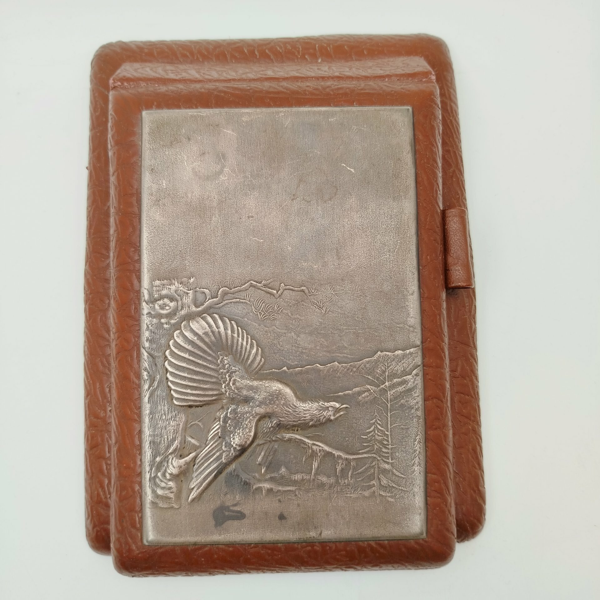 Основа под блокнот отрывной "Глухарь", мельхиор (медь-никель), искусственная кожа