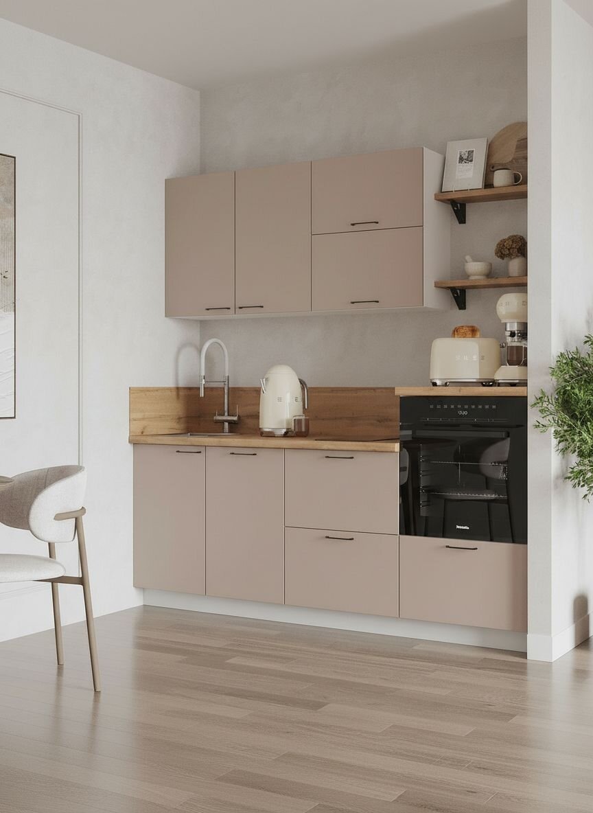 ARNIKA Кухонный гарнитур со столешницей Лизет 2,1м, цвет крем1, фасад Эмаль