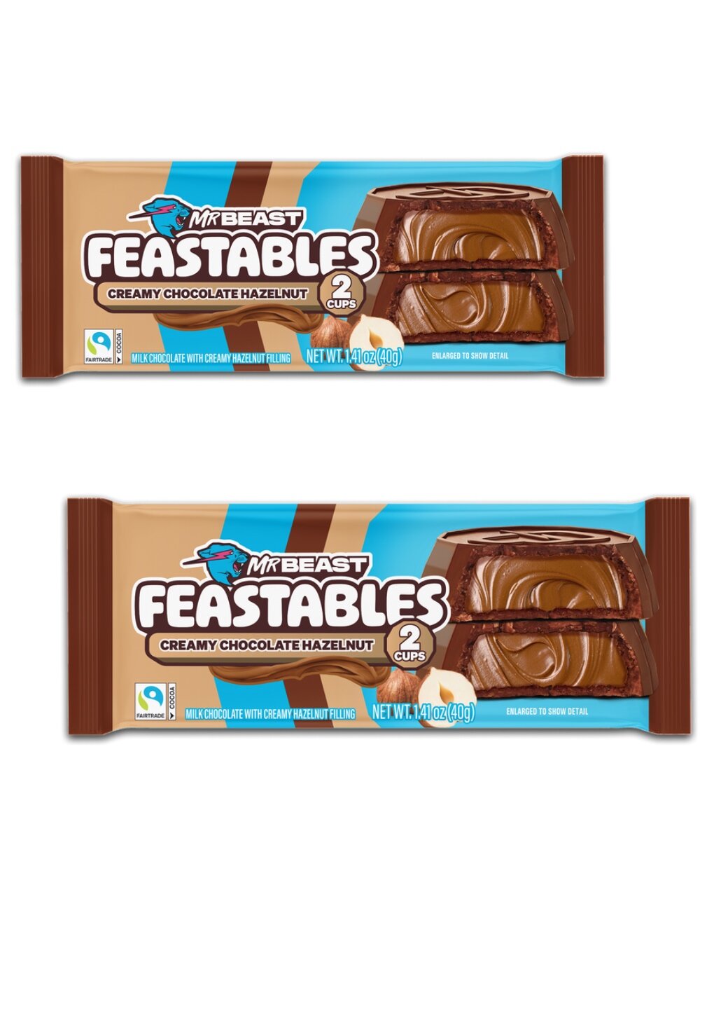 Шоколадные капсы Mr. Beast Hazelnut Cups с фундуком) 40г х 2 шт (США)