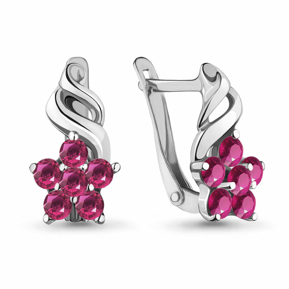 Серьги, серебро, 925 проба, родирование, корунд