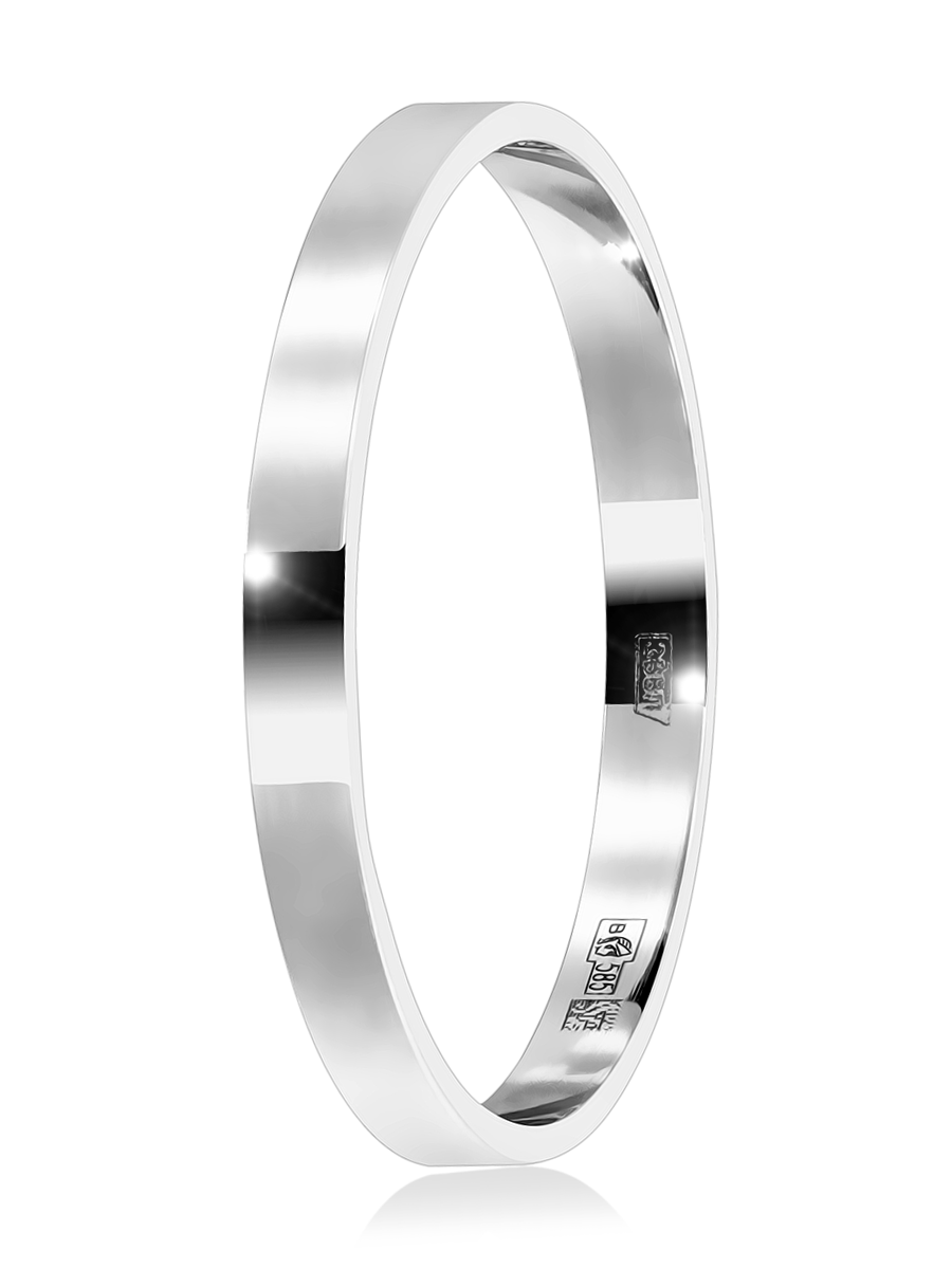 Кольцо обручальное, белое золото, 585 проба, родирование