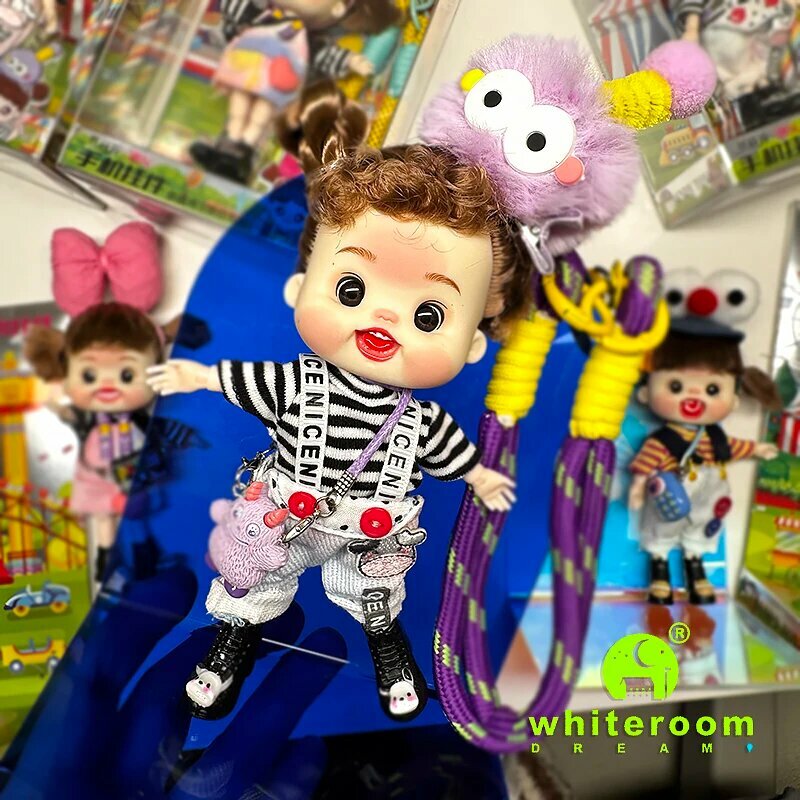 Мини-кукла BJD 13 см, Белый винил, DOLL B с одеждой