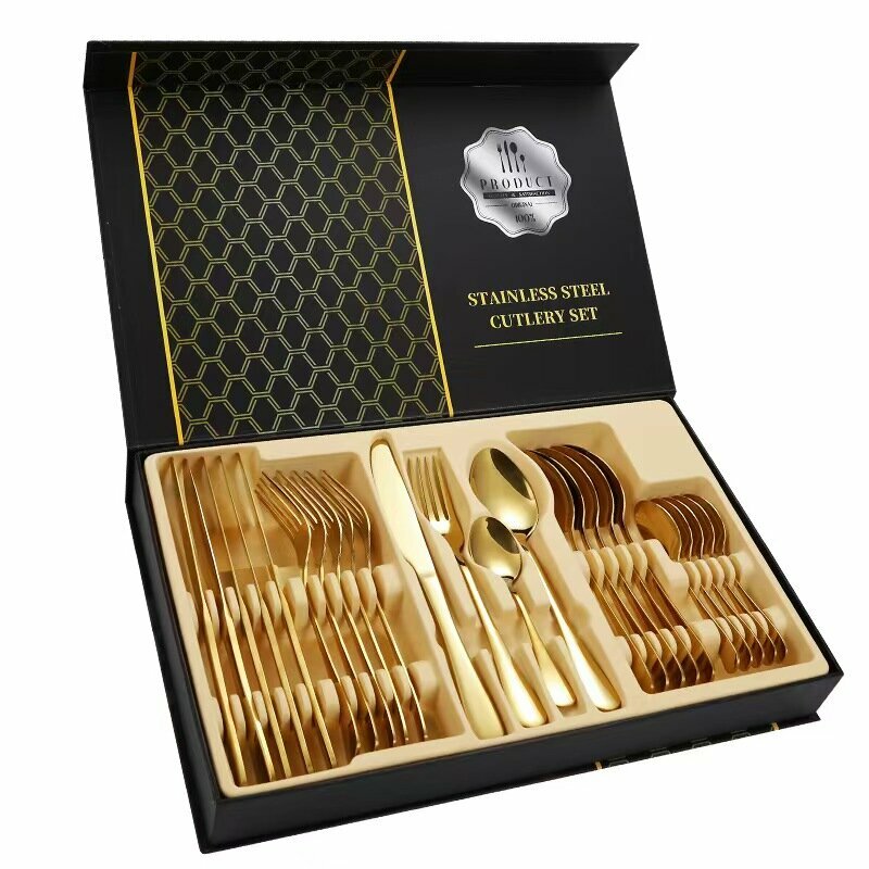 Набор столовых приборов на 6 персон 24 предмета /Подарочный набор /Серебро