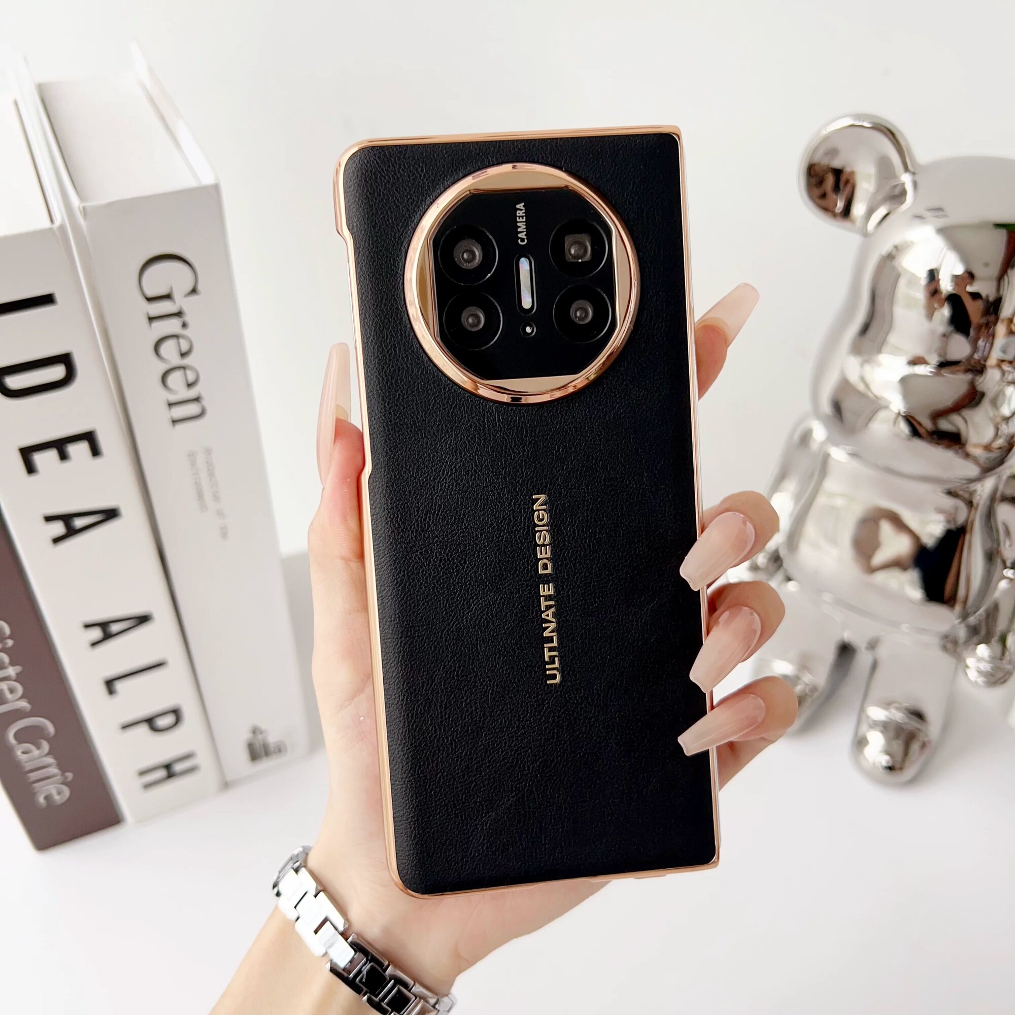 Ультра-тонкая задняя крышка из электропокрытого сукна для Huawei Mate X3, черный, премиум защита
