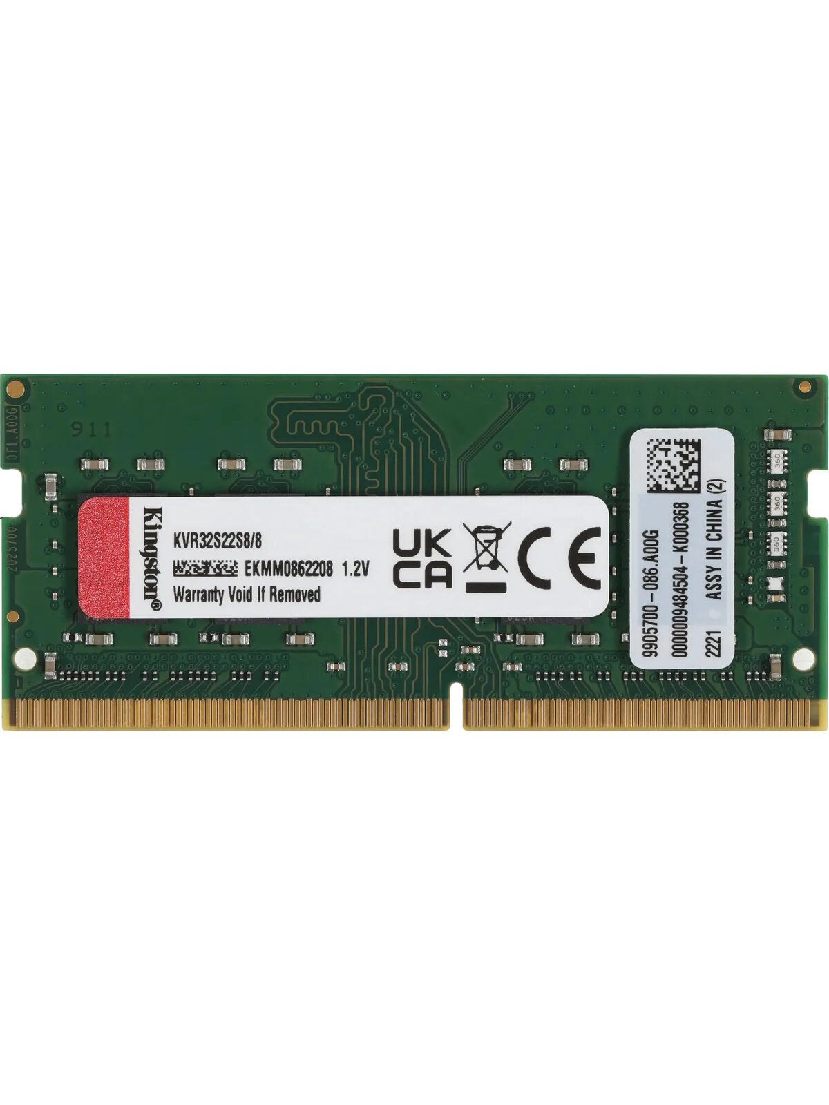 Оперативная память Kingston KVR32S22S8/8 SODIMM, 8 Гб, DDR4, 3200 МГц