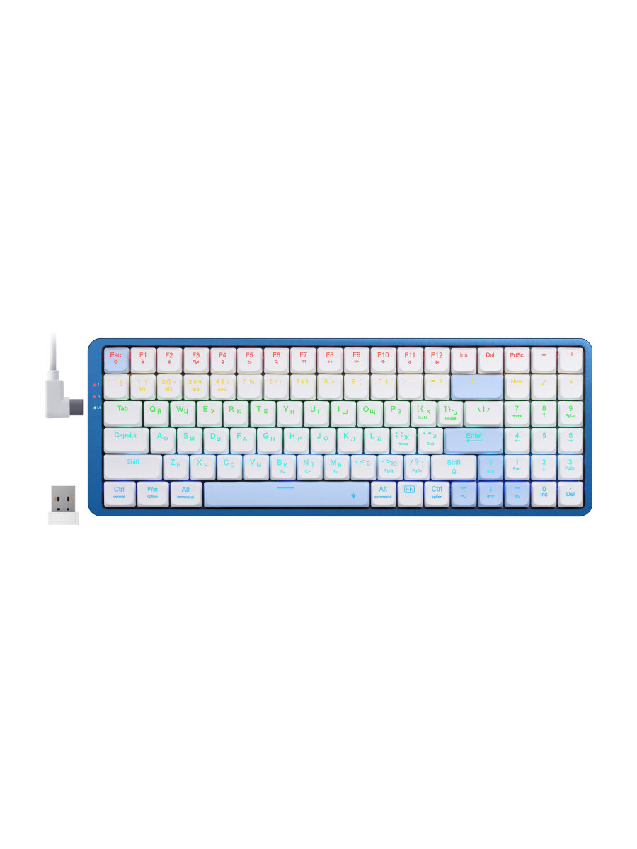 Клавиатура беспроводная DEFENDER Redragon Eva Pro white/blue (USB/BT, 96 клавиши) (72369)