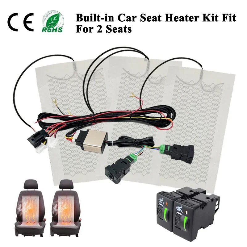 Комплект обогрева автомобильных сидений, подходит для 2 сидений, 12 В, 27 Вт, грелки, система двойного переключателя управления для Toyota Camry Corolla RVA4 Leiling Highlander