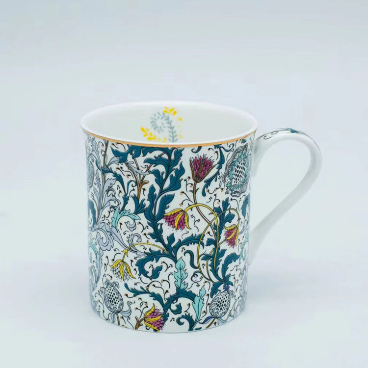 Кружка из костяного фарфора 2026, легкий люксовый английский цветочный стиль, домашняя керамическая чашка, чашка для кофе, чашка для завтрака, чашка для воды, подарок из костяного фарфора.
