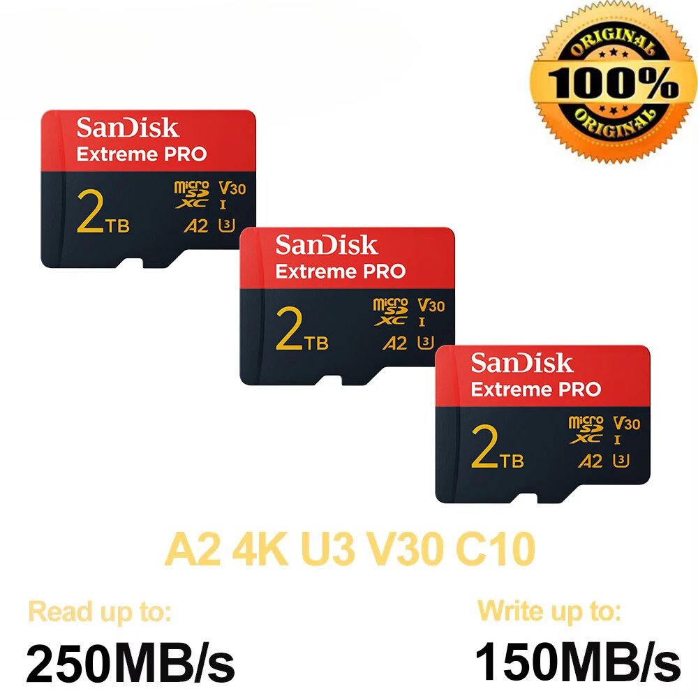 SanDisk Extreme Pro microSDXC карта памяти 1 ТБ 2TB 250M-3pcs