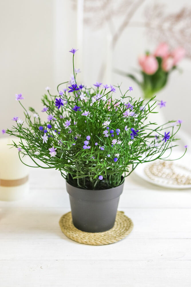 Искусственные цветы в горшке цветочки-ягодки, 23 см, Саммер Деко (Summer Deco) 5010042