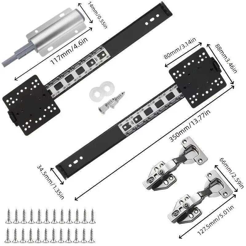 Комплект фурнитуры для раздвижных дверей, 5 предметов, скрытая направляющая и складная система, магнитный доводчик, для шкафа-купе, гардероба и тумбы под ТВ, экономия пространства