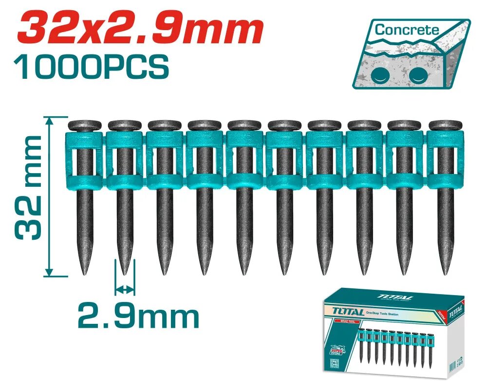 TOTAL Гвозди 29 x 32 мм 1000 шт 1.7 кг