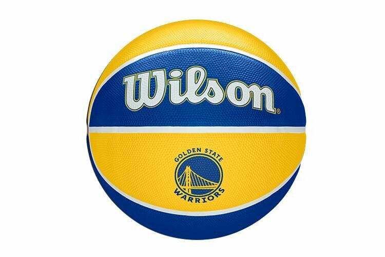 Баскетбольный мяч унисекс Wilson NBA Golden State Warriors, желтый синий мультиколор, Size 7