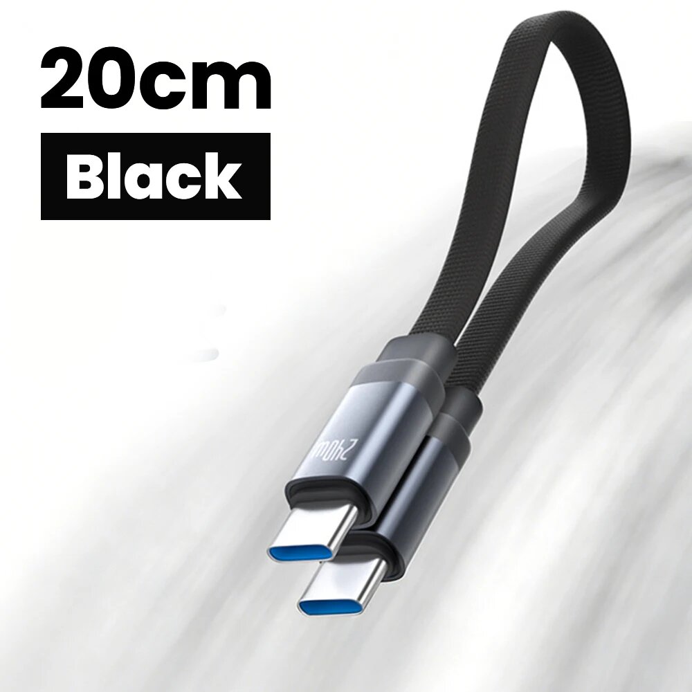Короткий кабель USB-C на USB-C 20см, Black