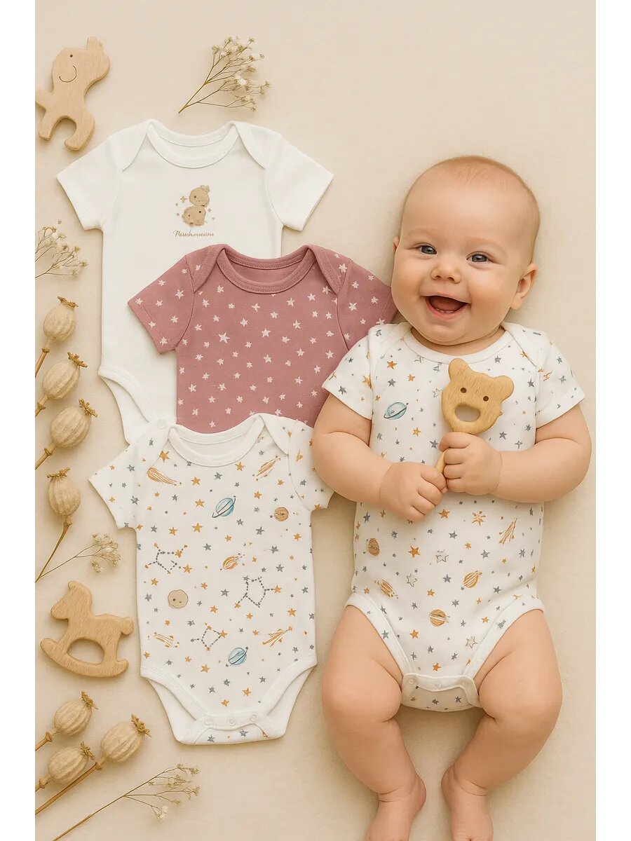 Боди для малышей, комплект из 3 шт.