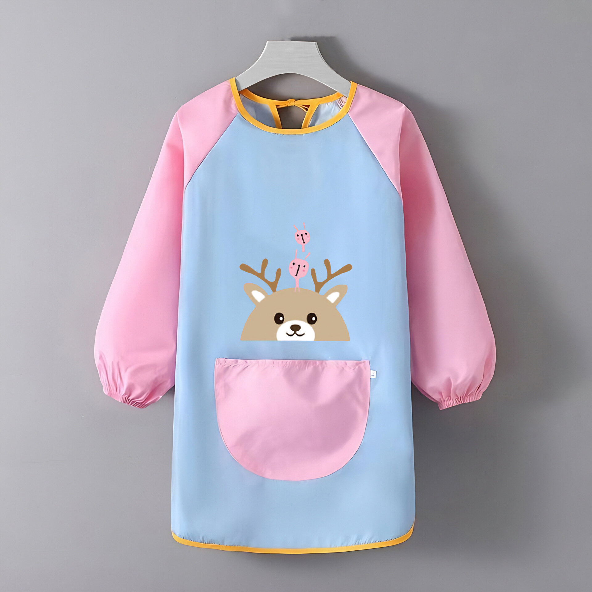 Детский фартук для рисования, водонепроницаемый и устойчивый к пятнам халат с длинными рукавами, одежда для детского сада, защитная одежда с индивидуальным принтом для еды.