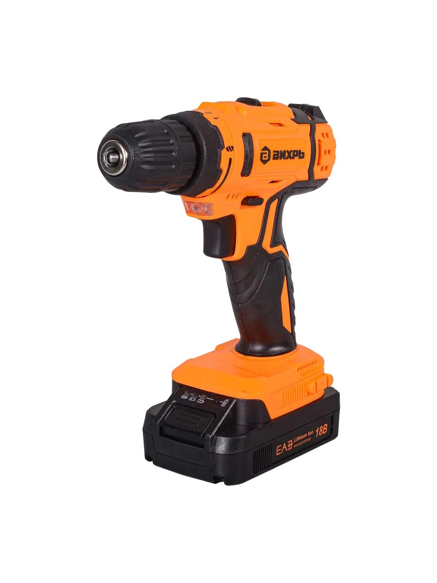Дрель-шуруповерт аккумуляторная Вихрь ДА-18Л-2КА 1400 об/мин, 18В, 1,5 Ач