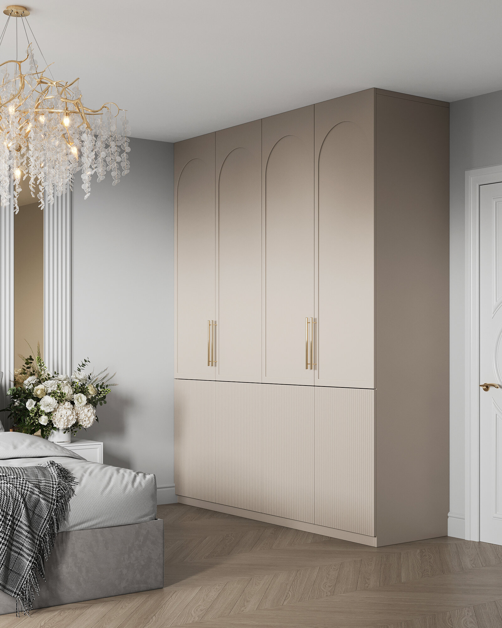 Шкаф IRINA MEBEL Мия, для спальни, МДФ, распашной, современный, с ручками