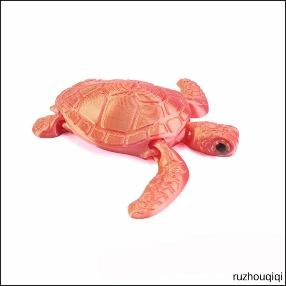 3D-принт черепаха игрушка, красная золотистая фигурка из PETG пластика, 1 шт