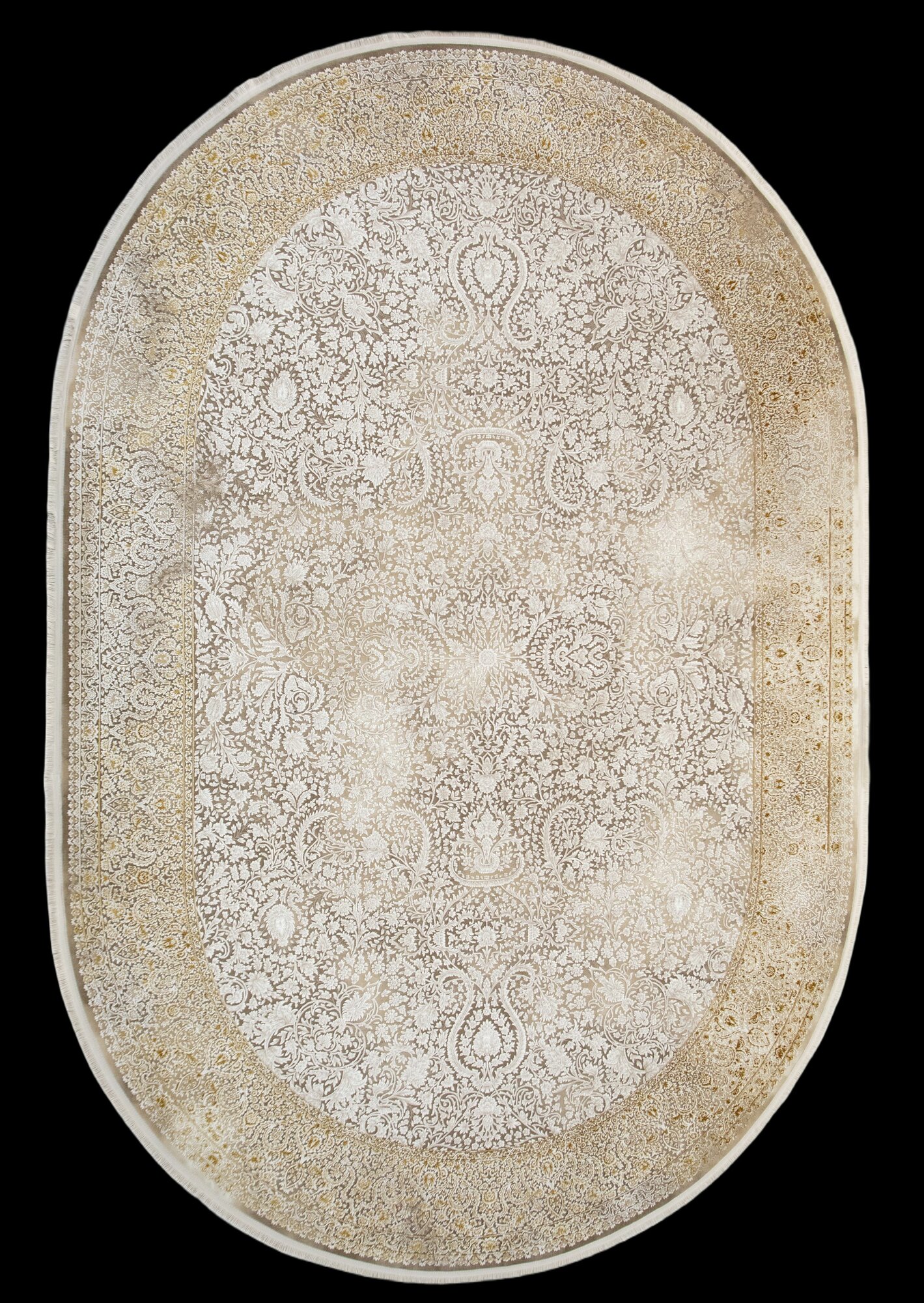 Ковер овальный высокоплотный натуральный PREMIUM-коллекции иранский дизайнерский 2 х 3 м, шёлк и хлопок, шёлковый блеск, размер 200 на 300 см высокого качества