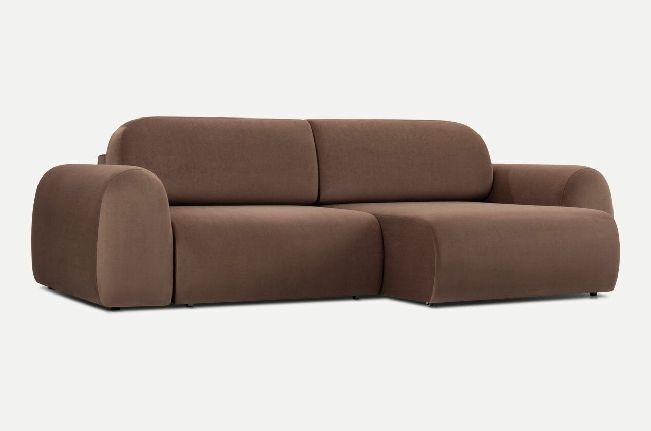 Диван угловой раскладной Divan.ru Лилт Бархат Коричневый, 270х170х86 см, спальное место 200х160 см