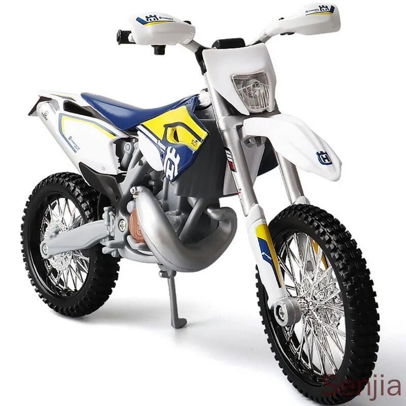 Игрушечный мотоцикл Husqvarna 1/12 Голубой 18 см Звуковые эффекты