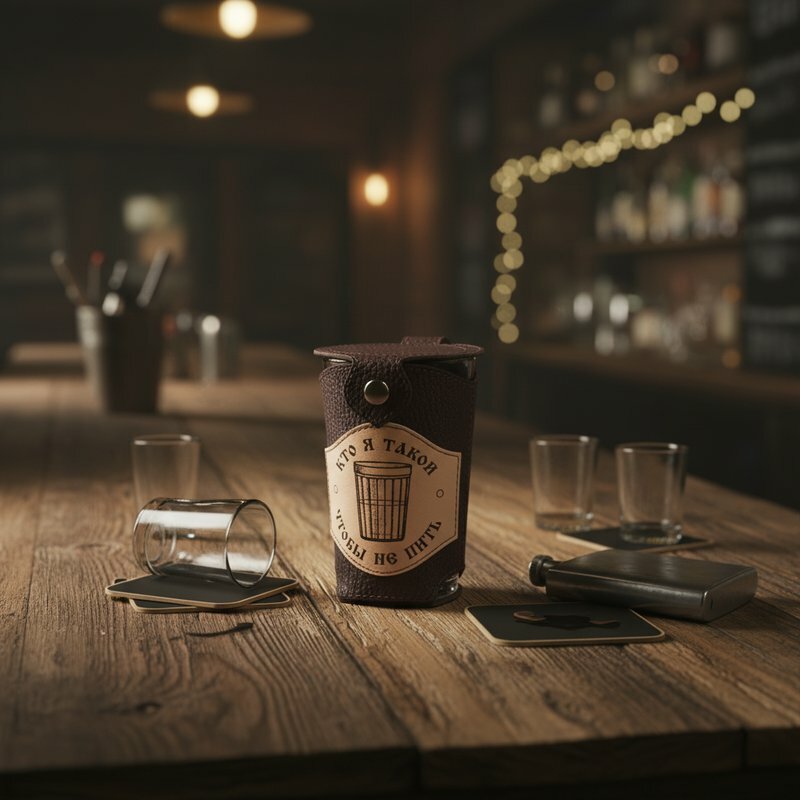 Стакан гранёный Кто я такой, чтобы не пить? (натуральная кожа)