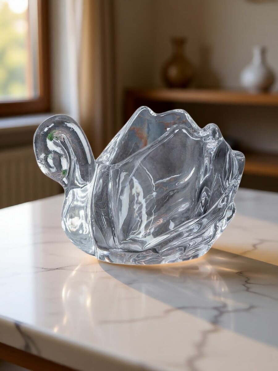 Икорница Лебедь, стекло, 10х7х7 см