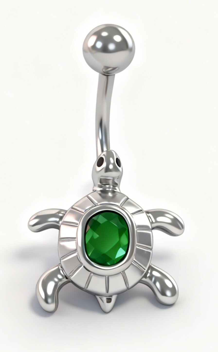 Пирсинг в пупок, серебро, 925 проба, родирование, фианит